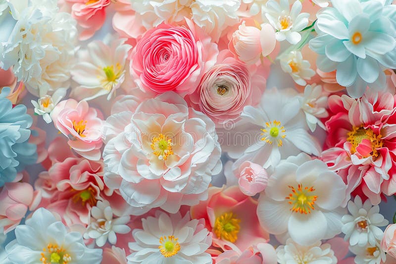 Generative AI Image of Soft Pastel Flowers Pattern Background in Spring ...