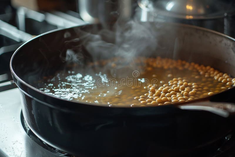 Generative AI Image of Soybean Seeds in Pan Boiled on the Stove with ...