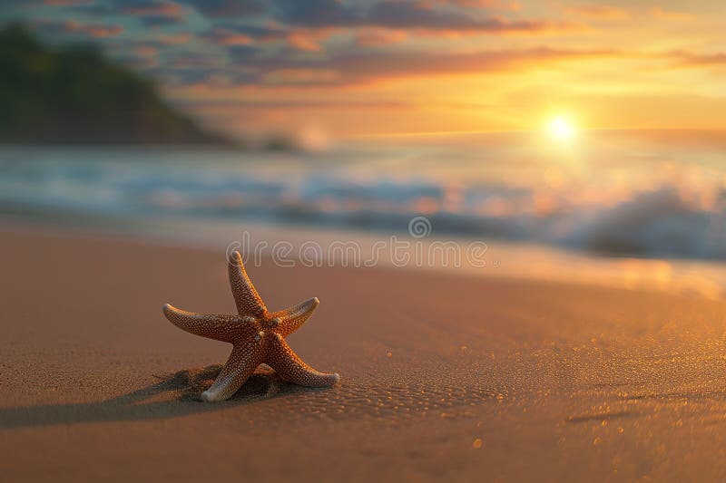 Generative AI Image of Summer Background with Starfish on the Beach and ...