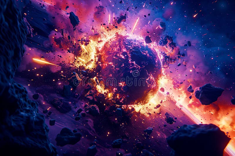 Generative AI Image of Terrible Explosion from Meteor Hits a Planet in ...