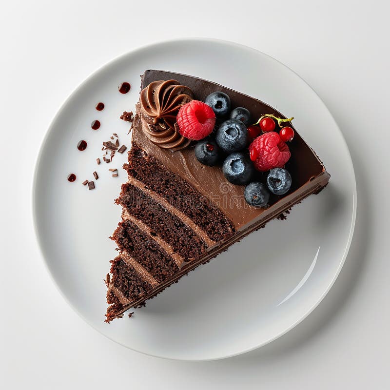 Generative AI Image of Top View of a Piece of Chocolate Cake with ...