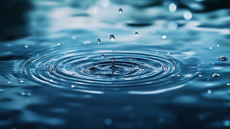 Generative AI Image of Tranquil Calm Water Drop Fall Ripple Nature with ...
