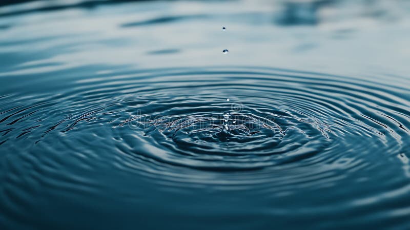 Generative AI Image of Tranquil Calm Water Drop Fall Ripple Nature with ...
