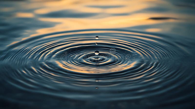 Generative AI Image of Tranquil Calm Water Drop Fall Ripple Nature with ...