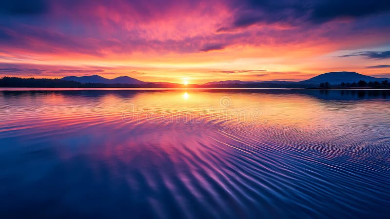 Generative AI Image of Tranquil Empty Lake River with Mountain Hill ...