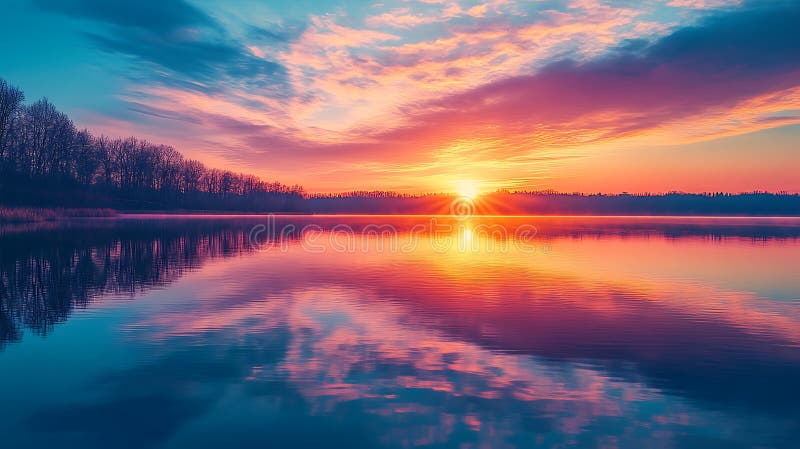 Generative AI Image of Tranquil Empty Lake River with Nature Tropical ...