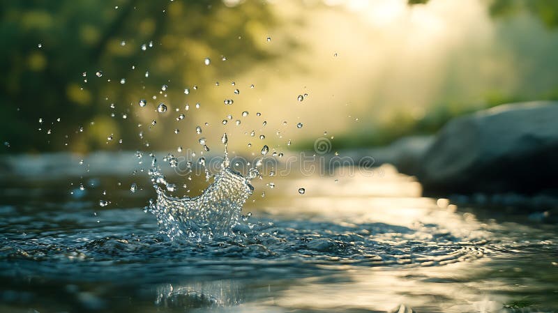 Generative AI Image of Tranquil Water Stream Flow at River Drain with ...