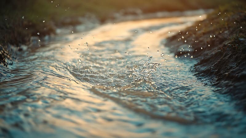 Generative AI Image of Tranquil Water Stream Flow at River Drain with ...