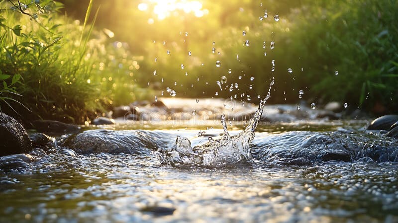 Generative AI Image of Tranquil Water Stream Flow at River Drain with ...
