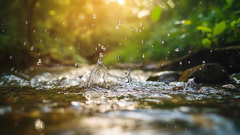 Generative AI Image of Tranquil Water Stream Flow at River Drain with ...