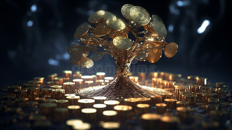 A Digital Tree Made of Crypto Coins, Symbolizing the Flourishing ...