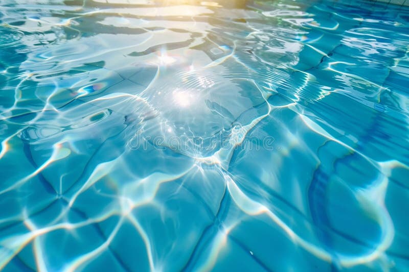 Generative AI Image of Water in the Pool is Blue with Reflections of Sunlight Wallpaper Stock ...