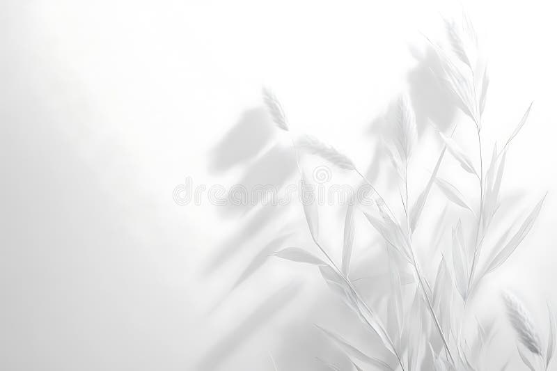 Generative AI Image of White Dried Wheat Grain Leaves with Shadow on ...
