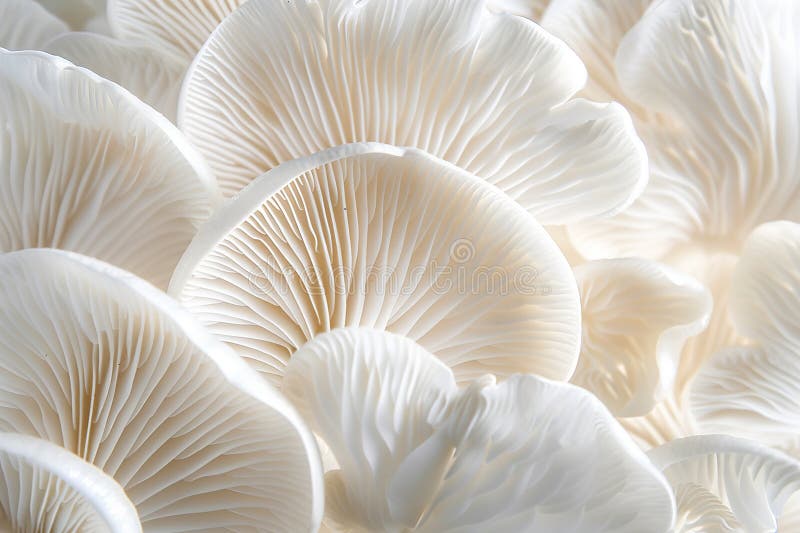 Generative AI Image of White Oyster Mushrooms from Back View Wallpaper ...
