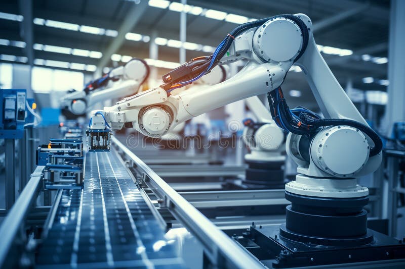 Generative AI Image of White Robotic Machinery Arm with Smart System in ...