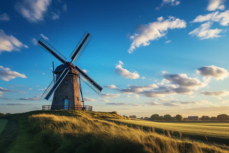 Generative AI Image of Windmill on the Dutch Tower Building in the ...