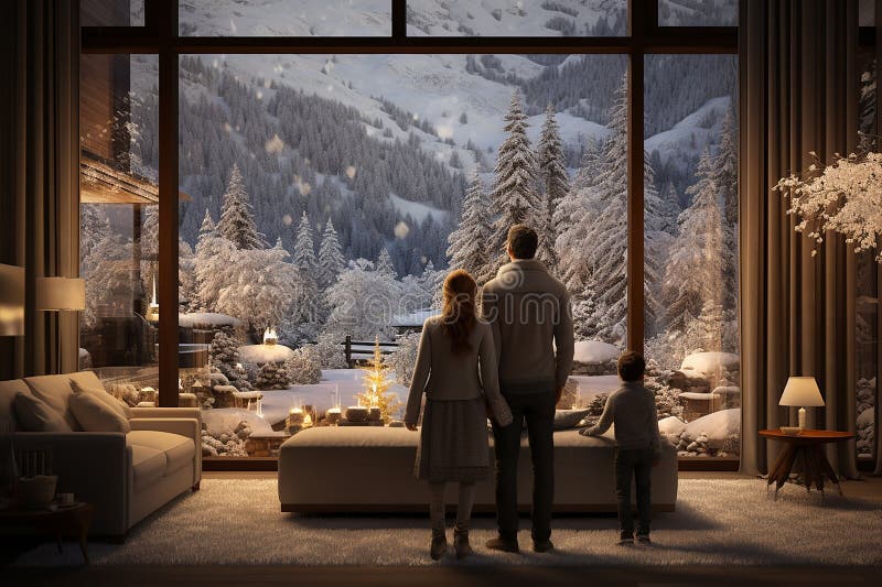 Generative AI Image of Winter Landscape from the Window Inside the ...