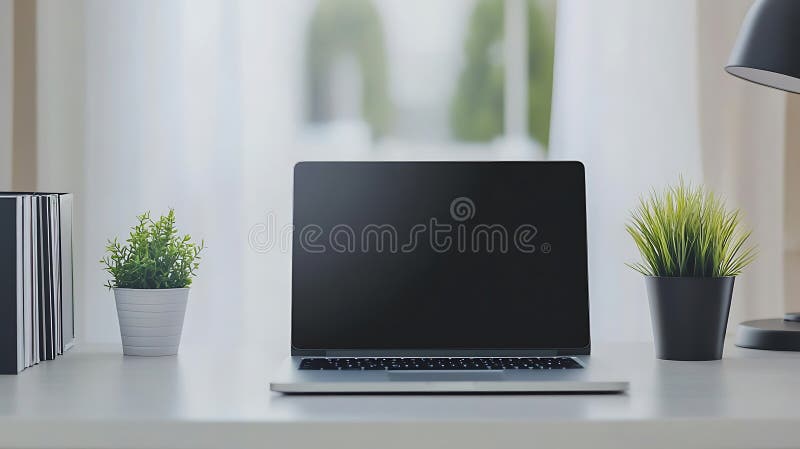 Generative AI Image of Workspace with Opened Laptop and Tasks Document ...