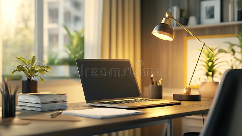 Generative AI Image of Workspace with Opened Laptop and Tasks Document ...