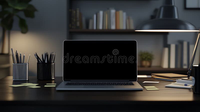 Generative AI Image of Workspace with Opened Laptop and Tasks Document ...