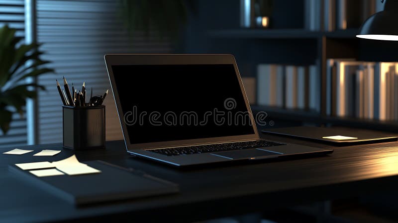 Generative AI Image of Workspace with Opened Laptop and Tasks Document ...