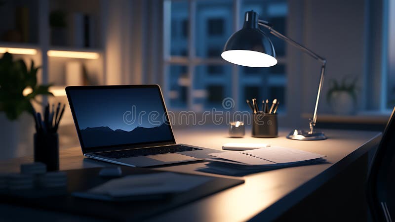 Generative AI Image of Workspace with Opened Laptop and Tasks Document ...