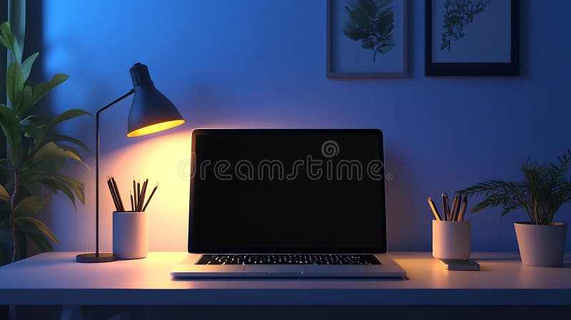 Generative AI Image of Workspace with Opened Laptop and Tasks Document ...