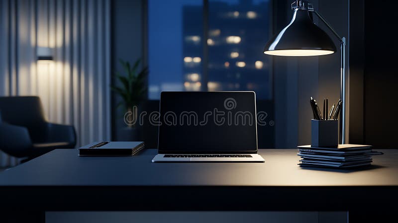 Generative AI Image of Workspace with Opened Laptop and Tasks Document ...