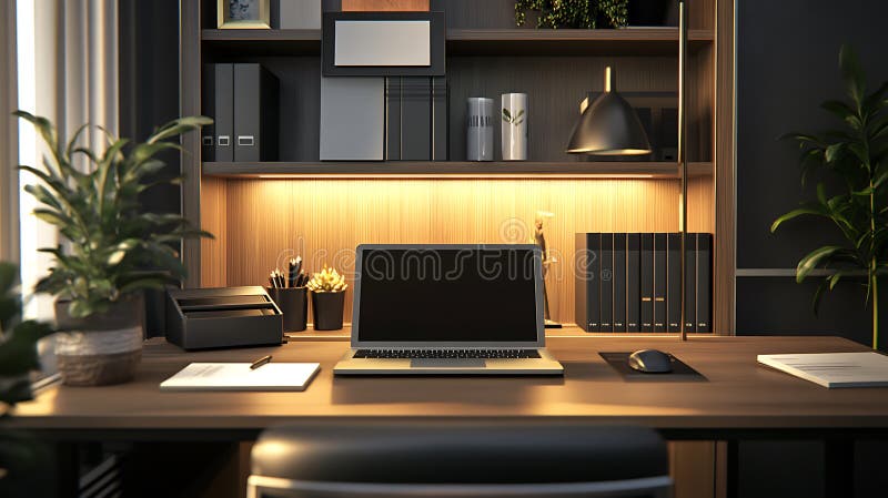 Generative AI Image of Workspace with Opened Laptop and Tasks Document ...