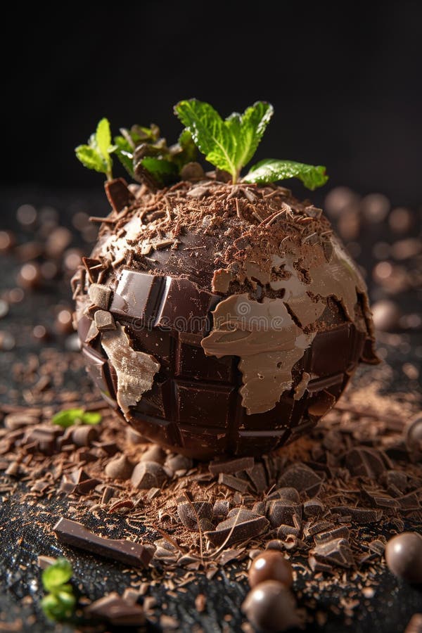 Generative AI Image of World Chocolate Day with Earth Globe Map Stock ...