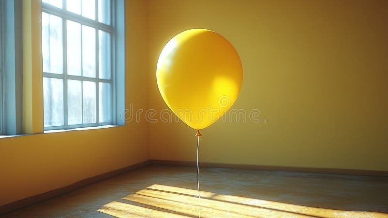 Generative AI Image of Yellow Balloon on Orange Wall Background with ...
