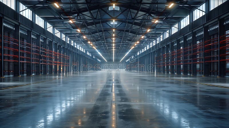 Generative AI Industrial Architecture Modern Interior of Huge Empty ...
