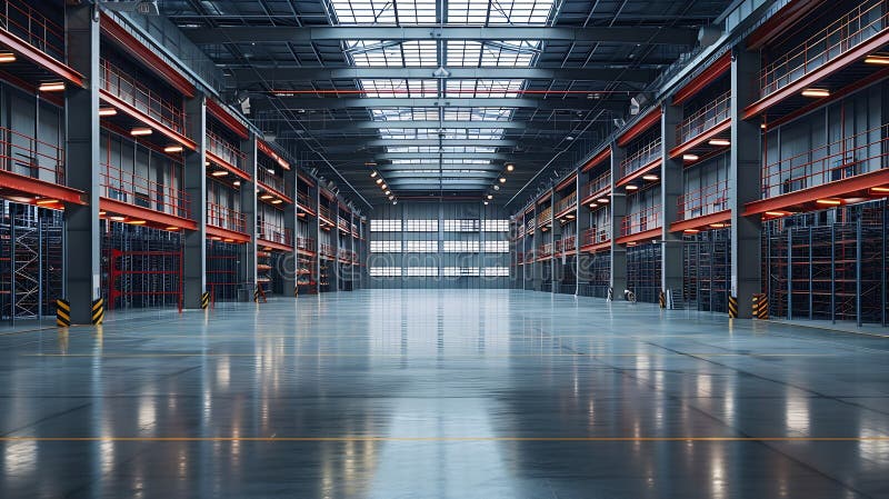 Generative AI Industrial Architecture Modern Interior of Huge Empty ...