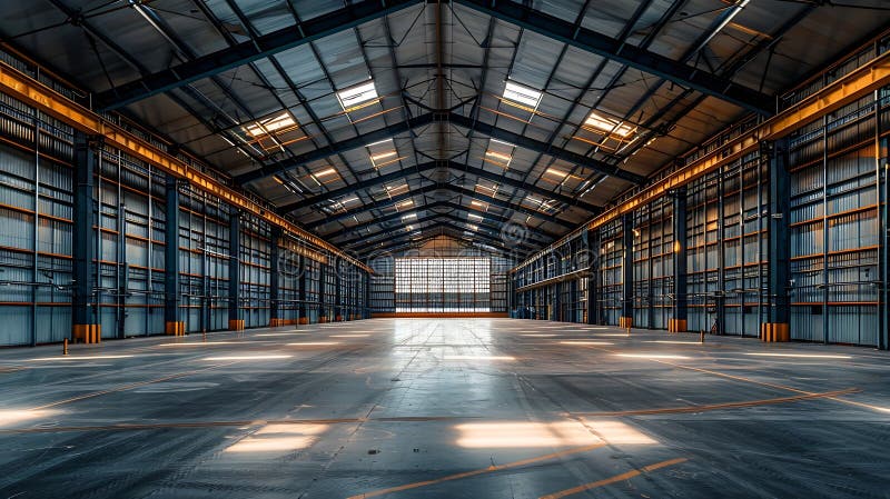 Generative AI Industrial Architecture Modern Interior of Huge Empty ...