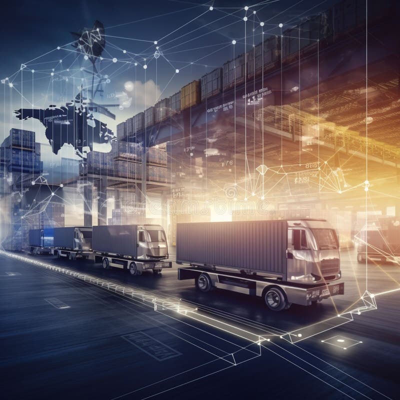 Generative Ai. Industrial Container Cargo Freight Ship, Forklift ...