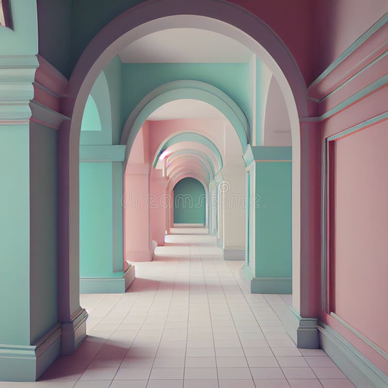 Infinity Corridor Pastel Colors Stock Illustration - Illustration of ...