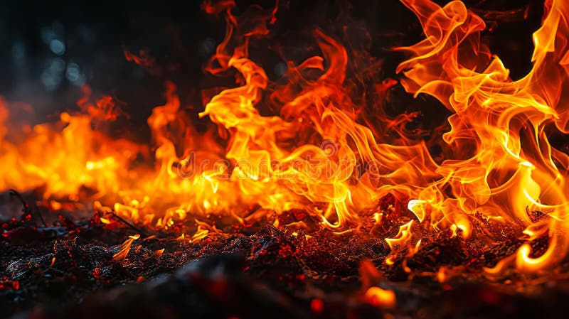 Intense and Vivid Flames Consuming the Darkness, Perfect for ...