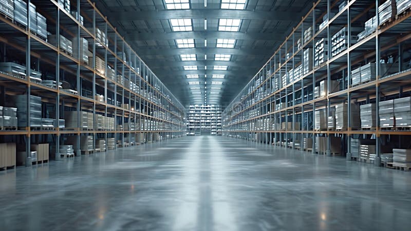 Generative AI Interior of Empty Big Huge Warehouse New Large Scale ...
