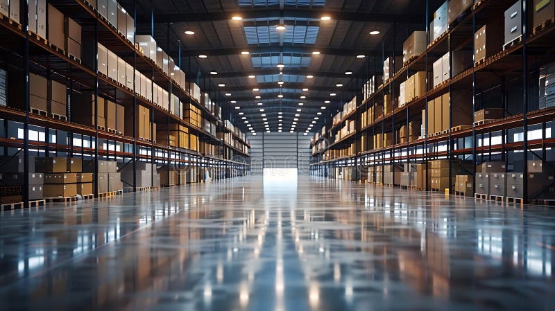Generative AI Interior of Empty Big Huge Warehouse New Large Scale ...