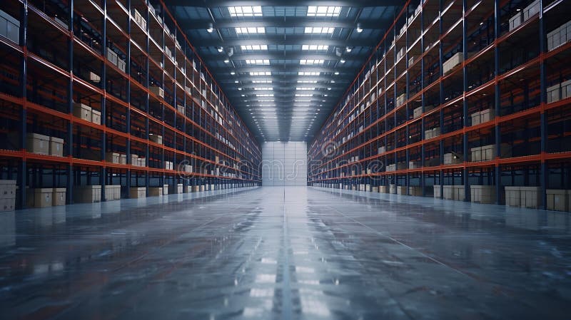 Generative AI Interior of Empty Big Huge Warehouse New Large Scale ...