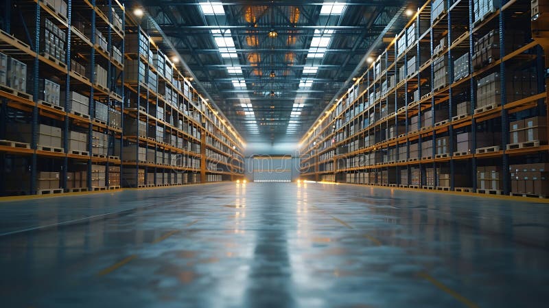 Generative AI Interior of Empty Big Huge Warehouse New Large Scale ...