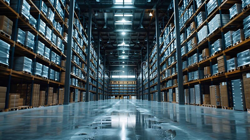 Generative AI Interior of Empty Big Huge Warehouse New Large Scale ...