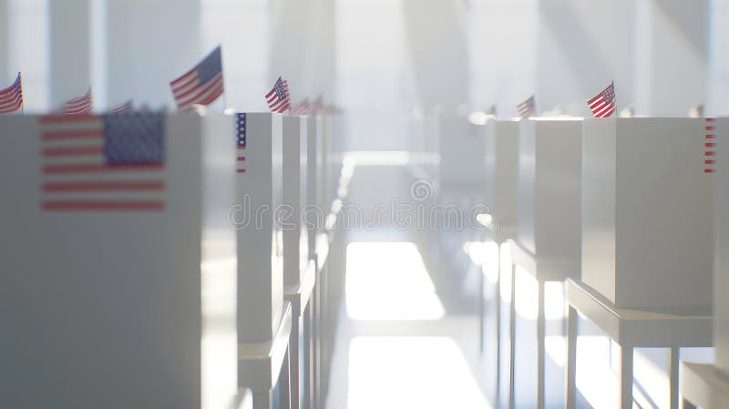 Generative AI Interior of an Empty Polling Place in the US Row of Empty ...