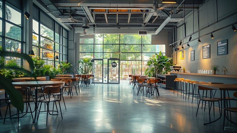 Generative AI Interior of Event Space and Cafe Business Concept. Stock Illustration ...