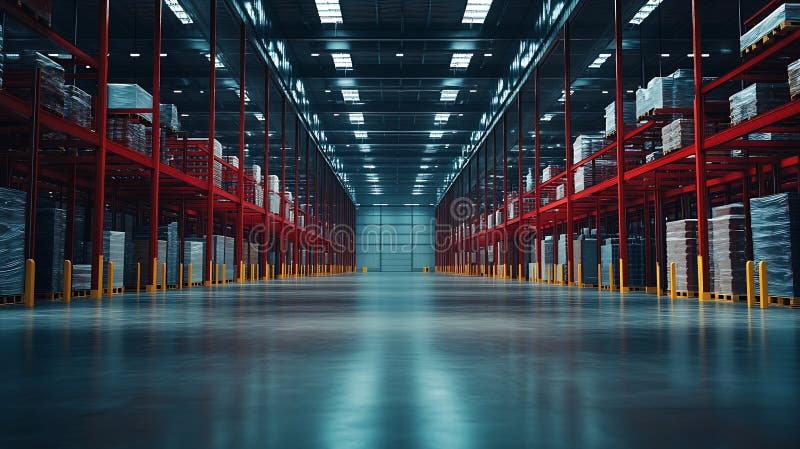 Generative Ai Interior Huge Empty Storehouse Industrial Warehouse ...