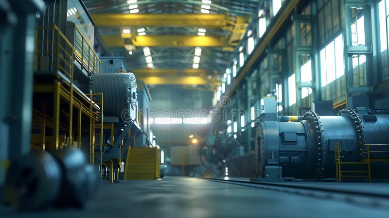 Generative AI the Interior of a Machine Hall at an Abandoned Industrial ...