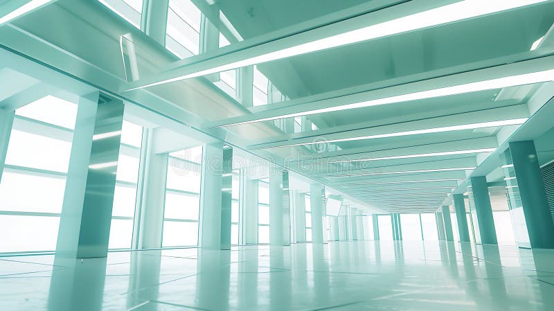 Generative AI Interior of Modern Empty Office Building.Open Ceiling ...