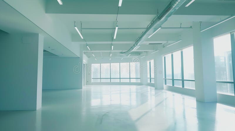 Generative AI Interior of Modern Empty Office Building.Open Ceiling ...