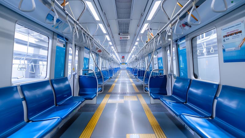 Generative AI Interior of MRT Jakarta Train Car Empty Train Wagon in ...