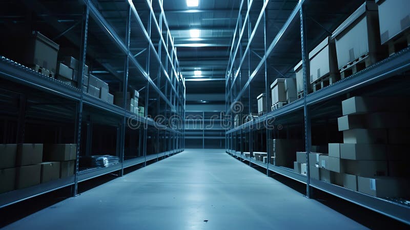 Generative AI Interior of a Very Large Empty Storage Room Business ...